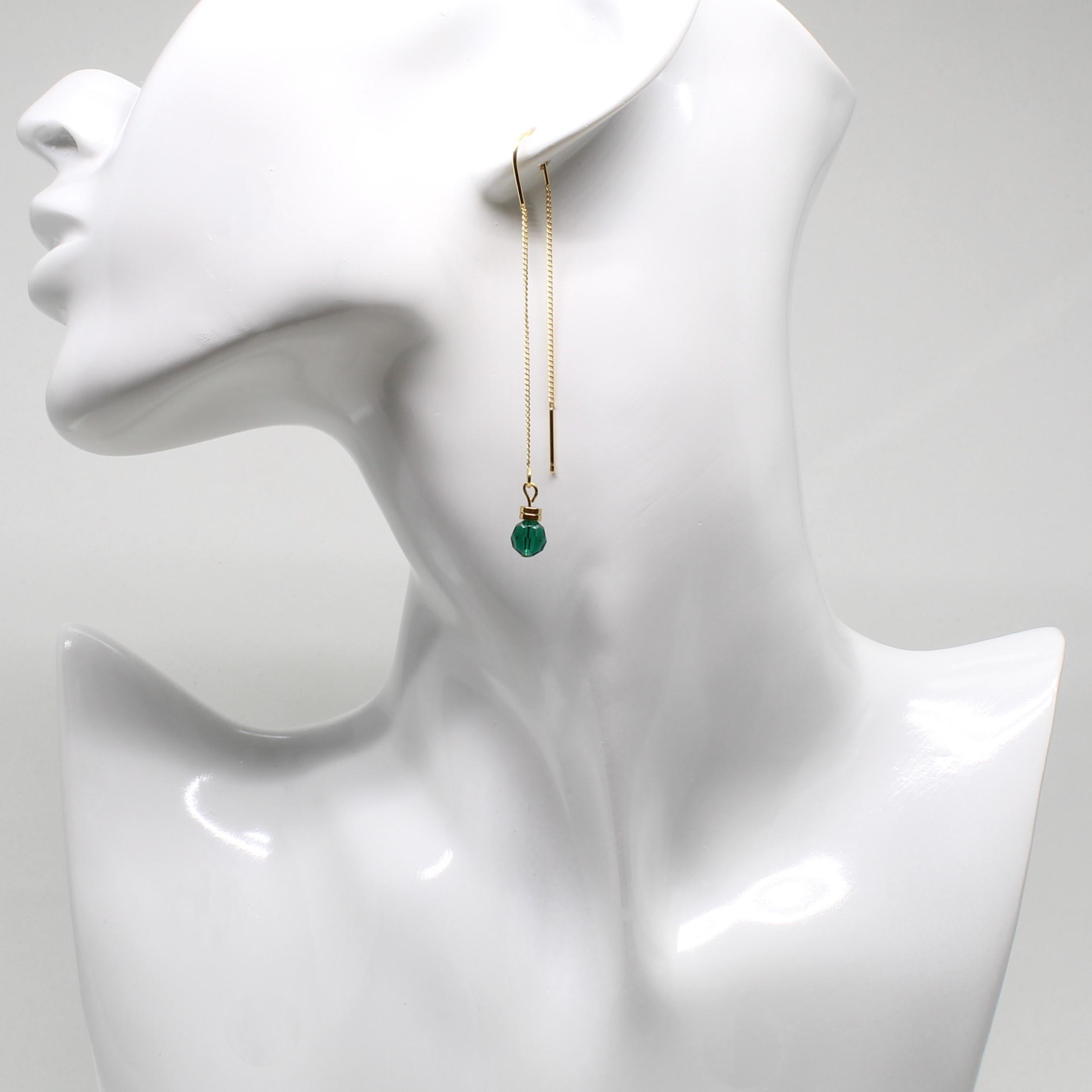 Emerald Green Crystal Threader Earrings – Lotus Blue